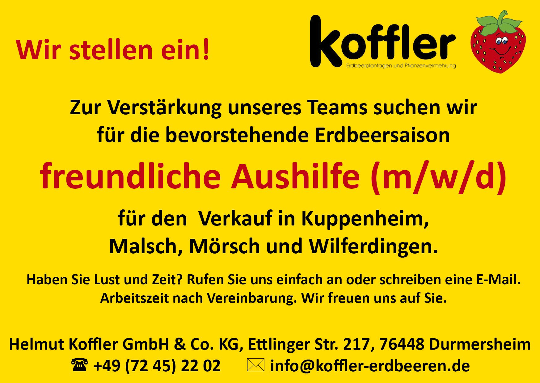 Wir suchen freundliche Aushilfen (m/w/d) für den Verkauf in Kuppenheim ...